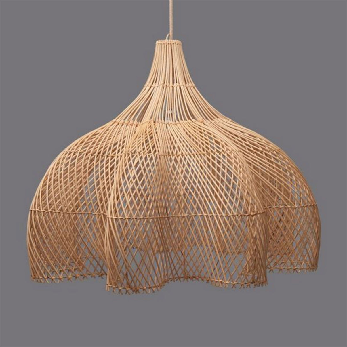 Large Rattan Chandelier - Boho Pendant Light – indochinadecor
