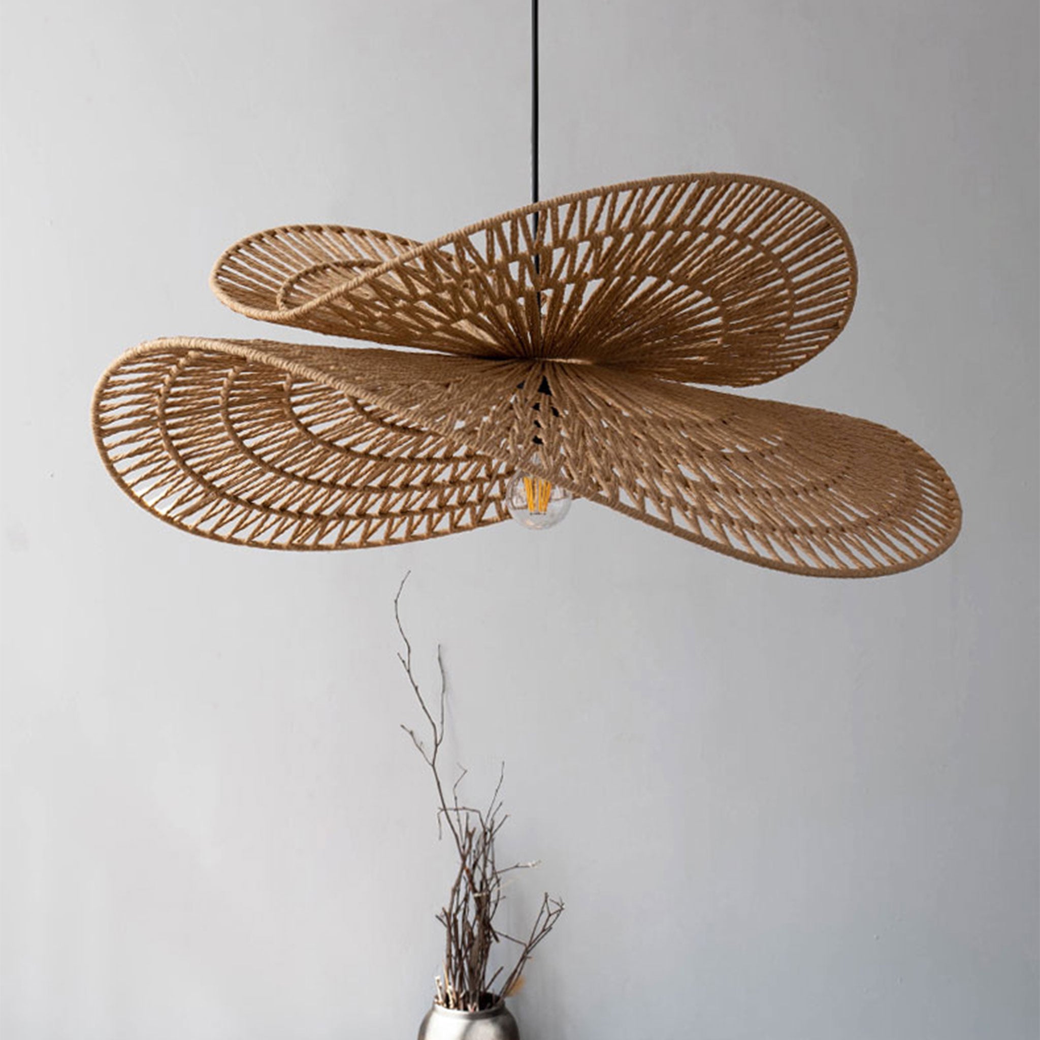 Flower Rattan Pendant Light - Unique Woven Design – indochinadecor