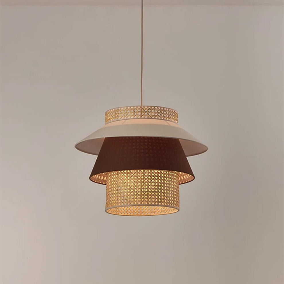 Tiered Rattan Pendant Light - Japanese Inspired Lighting – indochinadecor