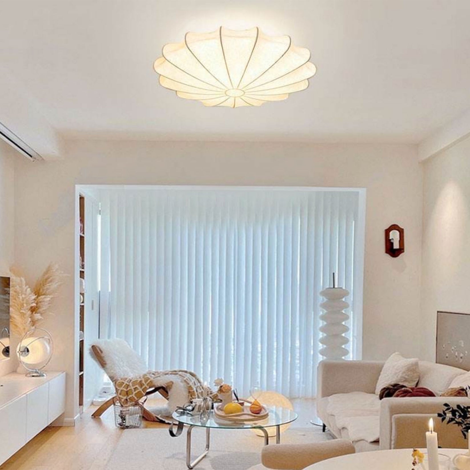 Modern Flower Ceiling Light - Fabric Flush Mount Fixture – indochinadecor