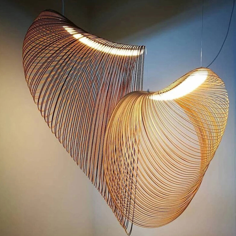 Creative Wooden Light Fixture, Minimalist Pendant Lights, Wabi sabi Pe ...