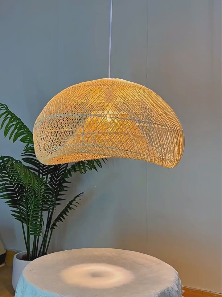 Boho Rattan Pendant Lights, Rattan Lampshade, Bamboo Lamshade, Rustic ...